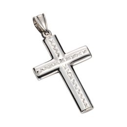 Ketten-Anhänger Vivance "925 Silber rhodiniert Kreuz" Schmuckanhänger Gr. ONE-SIZE, Silber 925 (Sterlingsilber), 1,4 g, weiß (weiß + weiß) Damen