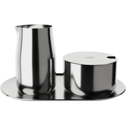 Milch- und Zuckerset Alfi "MILK & SUGAR" Geschirr-Sets Gr. 3 tlg., silberfarben (stainless steel polished) inkl. Tablett