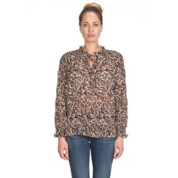 Klassische Bluse Le Temps Des Cerises "JANEK" Gr. L, braun (braun-rot) Damen Blusen mit stylischem Animal-Print