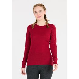 Funktionsshirt WHISTLER "Cerro", Damen, Gr. 34, rot, 85% Wolle, 15% Lyocell, unifarben, casual, normal, Rundhals, Langarm, Shirts, aus hochwertig-natürlichem Mix mit Merinowolle und Lyocell