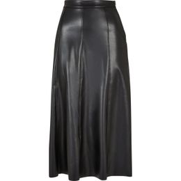 Sommerrock Urban Classics "Urban Classics Damen Ladies Synthetic Leather Midi Skirt" Gr. 5XL, schwarz, Damen, 93% Polyester, 7% Elasthan, unifarben, Röcke