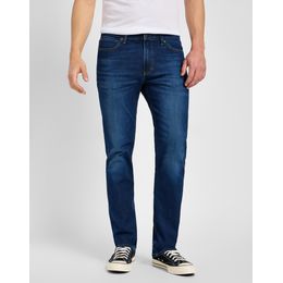 Straight-Jeans Lee "Lee X STRAIGHT" Gr. 32, Länge 32, blau (vanadi), Herren, Denim/Jeans, Obermaterial: 72% Baumwolle, 26% Polyester, 2% Elasthan, Jeans