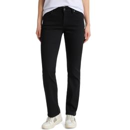 Straight-Jeans Mustang "Julia", Damen, Gr. 28, Länge 32, schwarz (midnight schwarz), Obermaterial: 65% Baumwolle, 31% Polyester, 4% Elasthan, casual, Jeans