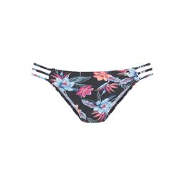 Bikini-Hose Kangaroos "Agave" Gr. 32, N-Gr, schwarz (schwarz, bedruckt) Damen Badehosen mit seitlichen Bändern