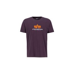 T-Shirt Alpha Industries "Alpha Industries Men - T-Shirts Basic T Rubber" Gr. M, lila (plum), Herren, Obermaterial: 90% Baumwolle, 10% Polyester, Shirts