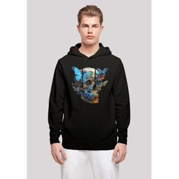 Kapuzenpullover F4NT4STIC "Schmetterling Skull HOODIE" Gr. L, schwarz Herren Pullover Print