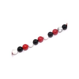 Collier Firetti "Schmuck Geschenk Halsschmuck Halskette Farbstein Edelstein Onyx" Halsketten Gr. 42, Messing-Nylon, rot (gelbgoldfarben-weiß-schwarz-rot-mehrfarbig) Damen Made in Germany - mit Koralle, Howlith, Onyx