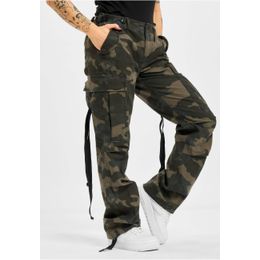 Cargohose Brandit "Brandit Damen Ladies M-65 Cargo Pants" Gr. 30, Normalgrößen, grün (darkcamo) Damen Hosen