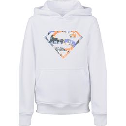 Sweatshirt F4NT4STIC "Hoodie DC Comics Superman Floral Logo Superheld" Gr. 110/116, weiß, Mädchen, Obermaterial: 65% Baumwolle, 35% Polyester, Sweatshirts, Unisex Kinder,Premium Merch,Jungen,Mädchen,Bedruckt