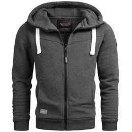 Kapuzensweatjacke Alessandro Salvarini "ASMeroiia" Gr. L, grau (anthrazit), Herren, Obermaterial: 80% Baumwolle, 20% Polyester, Sweatjacken, mit großer Kapuze