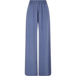 Stoffhose Urban Classics "Urban Classics Damen Ladies Wide Leg Viscose Pants", Damen, Gr. L, US-Größen, blau (vintageblau), 100% Viskose, unifarben, loose fit, Hosen