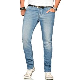 Stretch-Jeans Alessandro Salvarini "ASAngelo", Herren, Gr. W31L34, L&auml;nge 34, blau (as, 171, blau washed), Obermaterial: 98% Baumwolle, 2% Elasthan, regular fit, Jeans, Angenehme Passform durch vorhandenen Elasthan Anteil