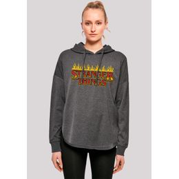 Kapuzenpullover F4NT4STIC "Stranger Things Fire Logo Men Netflix TV Series" Gr. L, grau (charcoal) Damen Pullover Premium Qualität