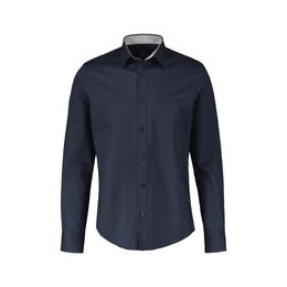 Langarmhemd Lerros "Lerros Basic Poplinhemd, Kent-Kragen" Gr. L, Normalgrößen, blau (classic navy) Herren Hemden