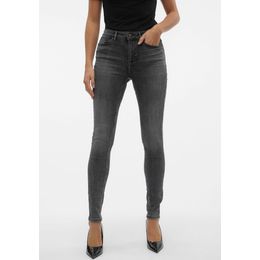 Véro Moda Skinny-fit-Jeans VERO MODA "VMFLASH MR SKINNY JEANS LI213 NOOS" Gr. L (40), Länge 34, blau (medium grau denim), Damen, Denim/Jeans, Obermaterial: 65% Baumwolle, 18% Polyester, 8% Viskose, 7% Elastomultiester, 2% Elasthan, unifarben, Jeans