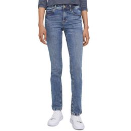 Straight-Jeans Tom Tailor "Alexa Straight" Gr. 28, Länge 30, blau (random bleached blue) Damen Jeans in 5-Pocket-Form