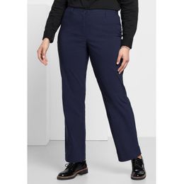 Stretch-Hose sheego "Große Größen" Gr. 100, Langgrößen, blau (marine) Damen Hosen mit schmalem Bund