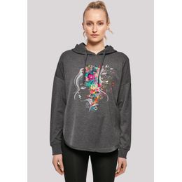 Kapuzenpullover F4NT4STIC "Silhouette Bunte Blumen" Gr. L, grau (charcoal) Damen Pullover Print