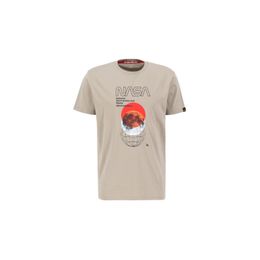 T-Shirt Alpha Industries "Alpha Industries Men - T-Shirts NASA Orbit T" Gr. L, beige (vintage sand), Herren, Obermaterial: 100% Baumwolle, Shirts