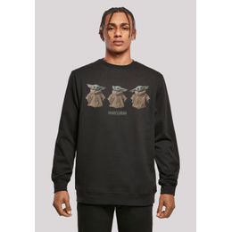 Kapuzenpullover F4NT4STIC "Star Wars The Mandalorian The Child Poses" Gr. L, schwarz, Herren, Obermaterial: 50% Baumwolle, 50% Polyester, Pullover, Print