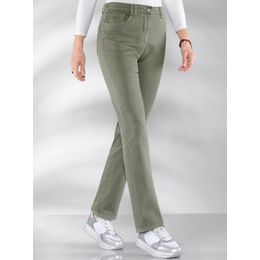 Bequeme Jeans Classic Basics Gr. 42, Normalgrößen, grün (schilf) Damen Jeans