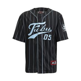 Langarmhemd Fubu "Fubu Herren FM232-003-1 Varsity Pinstripe Baseball Jersey" Gr. L, US-Größen, blau (black/lightblue) Herren Hemden