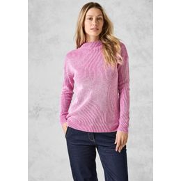 Strickpullover Cecil, Damen, Gr. M (40), pink (jewel pink), Stoff, 33% Polyester, 31% Polyacryl, 24% Baumwolle, 12% Nylon, unifarben, casual, normal normal, hoch geschlossener Ausschnitt, Pullover, mit Materialmix