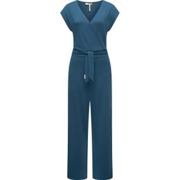 Jumpsuit Ragwear "Goldea" Gr. L (40), Normalgrößen, blau (petrol), Damen, Material: 70% Modal, 30% Polyester, Overalls, Langer Damen Overall mit Bindegürtel