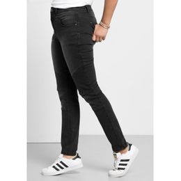 Stretch-Jeans sheego "Große Größen", Damen, Gr. 44, Normalgrößen, schwarz (schwarz denim), Obermaterial: 67% Baumwolle, 27% Polyester, 4% Viskose, 2% Elasthan, unifarben, modisch, lang, Jeans, Power-Stretch-Qualität