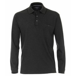 Langarm-Poloshirt Casamoda "Casamoda Polo-Shirt Langarm gestreift", Herren, Gr. 6XL, grau (dunkelgrau), 62% Baumwolle, 38% Polyester, Shirts