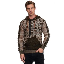 Kapuzensweatshirt Rusty Neal, Herren, Gr. L, braun (braun, mehrfarbig), 75% Polyacryl, 25% Baumwolle, mehrfarbig, unifarben, casual, normal, ohne Ausschnitt, Sweatshirts, in ausgefallenem Design