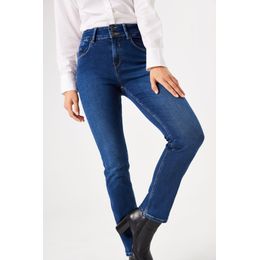 Slim-fit-Jeans Garcia "Caro slim curved", Damen, Gr. 30, Länge 30, blau (schwarz used), Denim/Jeans, Obermaterial: 98% Baumwolle, 2% Elasthan, casual, schmal, Jeans