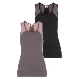 Funktionstop OCEAN SPORTSWEAR "Soulwear - Yoga Function Tops" Gr. 36, grau (taupe schwarz (tops aus nachhaltigem material)), Damen, Obermaterial: 92% Polyester, 8% Elasthan, Tops