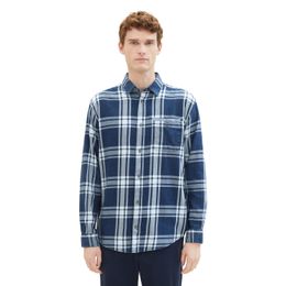 Langarmhemd Tom Tailor Gr. L, N-Gr, blau (blue indigo big check) Herren Hemden mit Karomuster