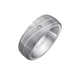 Partnerring Firetti "Schmuck Geschenk "LIEBE" Titan" Fingerringe Gr. 17, mit Zirkonia, Titan-Silber 925 (Sterlingsilber), 8mm, silberfarben (titanfarben-silberfarben + kristallweiß) mit oder ohne Zirkonia (synth.)