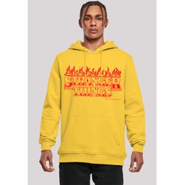 Kapuzenpullover F4NT4STIC "Stranger Things Flames Netflix TV Series" Gr. L, gelb (taxi yellow) Herren Pullover Premium Qualität