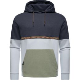 Hoodie Ragwear "Blocky Hoody" Gr. L (52), blau (navy) Herren Sweatshirts Sportlicher Kapuzenpullover mit Blockstreifen