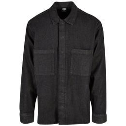 Langarmhemd Urban Classics "Urban Classics Herren Oversized Denim Pocket Shirt" Gr. XL, US-Größen, schwarz (realblack washed) Herren Hemden