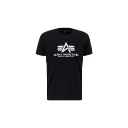 T-Shirt Alpha Industries "Alpha Industries Men - T-Shirts Basic T Carbon" Gr. L, schwarz (schwarz, silber), Herren, Shell: 100% Cotton, Shirts