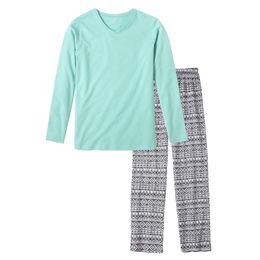 Pyjama Buffalo Gr. 122/128, grün (mint, schwarz, weiß, gemustert) Kinder Homewear-Sets mit cool bedruckter Hose