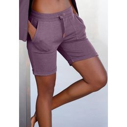 Bermudas BENCH. LOUNGEWEAR "-kurze Sweathose" Gr. 32/34, N-Gr, lila (mauve-meliert) Damen Hosen mit aufgeschlagenen Beinsäumen und seitlichen Taschen