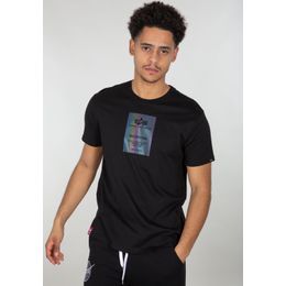 T-Shirt Alpha Industries "Alpha Industries Men - T-Shirts Rainbow Reflective Label T" Gr. L, schwarz, Herren, Shell: 100% Cotton, Shirts