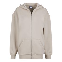 Sweatjacke Urban Classics "Urban Classics Damen Ladies Oversized Zip Hoody" Gr. L, beige (wetsand) Damen Sweatjacken