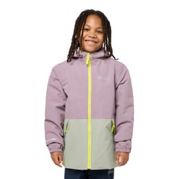 Outdoorjacke Jack Wolfskin "SNOWY DAYS JACKET K", Kinder, Gr. 164, lila (wild blossom), Obermaterial: 100% Polyester, sportlich, hoch geschlossener Ausschnitt, Jacken, leicht,wetterfest und isolierend