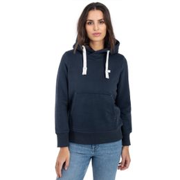 Kapuzensweatshirt DEPROC Active "HildaCMYK II WOMEN" Gr. 36/38 (M), blau (navy), Damen, 50% Baumwolle, 50% Polyester, Sweatshirts, weiche Fleecejacke mit Kängurutasche