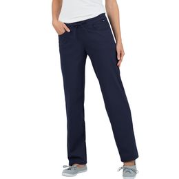 Jerseyhose TRIGEMA "TRIGEMA Hüfthose DELUXE Baumwolle", Damen, Gr. L, US-Größen, blau (navy), 100% Baumwolle, Basic, Hosen