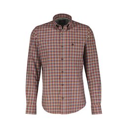 Karohemd Lerros "Lerros Kariertes Herrenhemd mit Button-down-Kragen" Gr. L, Normalgrößen, beige (bold camel) Herren Hemden