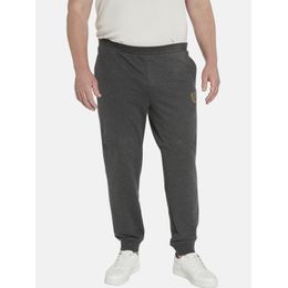 Jogginghose CHARLES COLBY "Jogginghose BARON KIP" Gr. L, grau (dunkelgrau melange), Herren, Obermaterial: 67% Baumwolle CO. 33% Polyester PES., Hosen, mit Wappen-Aufdruck