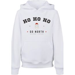 Kapuzenpullover F4NT4STIC "Ho Ho Ho Santa Claus Weihnachten" Gr. 110/116, weiß, Mädchen, Obermaterial: 65% Baumwolle, 35% Polyester, Pullover Hoodie, Weihnachten, Geschenk, Logo