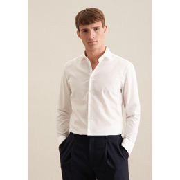 Businesshemd Seidensticker "Slim", Herren, Gr. XS (36), normale Ärmellängen, beige (ecru), 100% Baumwolle, unifarben, slim fit, Langarm 2-Knopf-Manschette, Hemden, Slim Langarm Kentkragen Uni